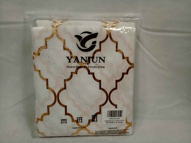 YJ Yanjun Sheer Curtains in Metallic Print White and Gold - Dutch Goat