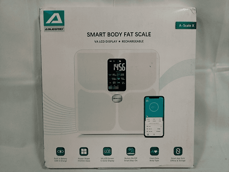 Ablegrid, Digital Smart Bathroom Scale For Body Weight, White - Dutch Goat