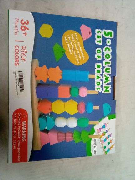 Montessori Wooden Beads Sequencing Toy Set - 5 Column Set of Beads ...