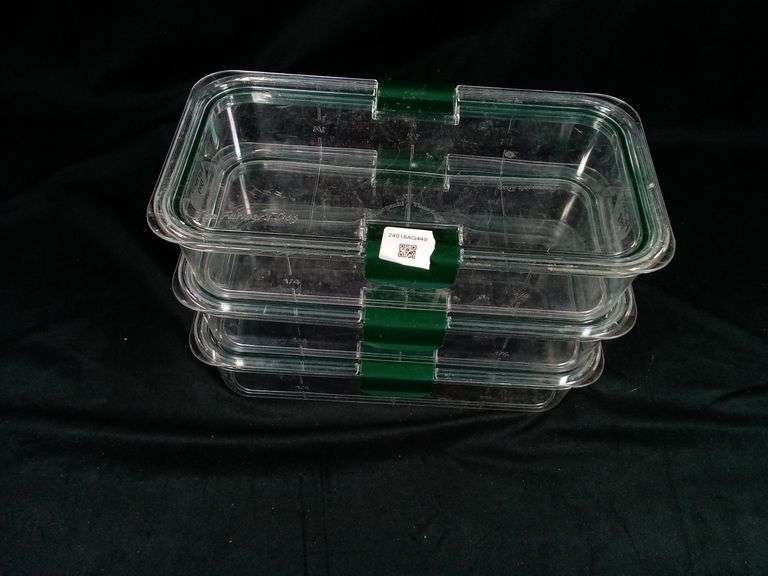 Lot of 3 - Clear Rectangle Food Storage Containers with Lids - Dutch Goat
