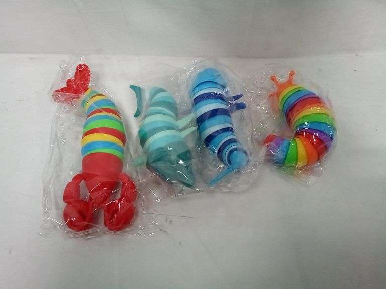 3D Printed Fidget Slug & Lobster Toys, 4 Pieces, Assorted, Multi-Color ...