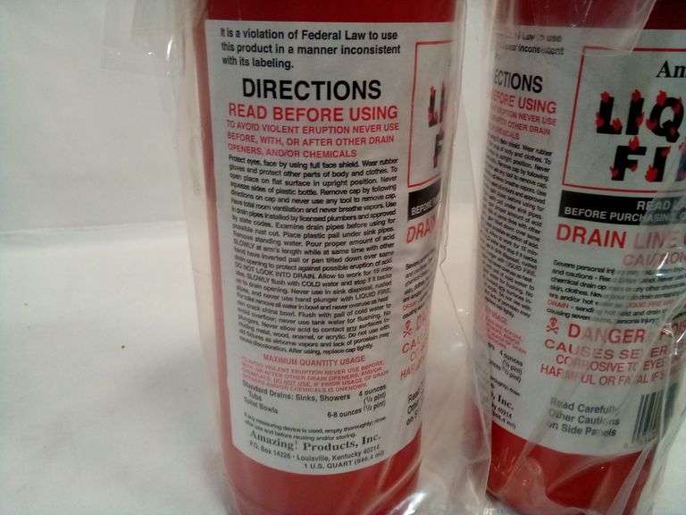Amazing, Liquid Fire Pipe & Drain Opener Hair Clog Remover, 32 Oz, 1 ...
