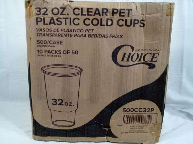 Choice 32oz Clear Pet Plastic Cold Cups, 500/Case (10 Packs of 50 ...