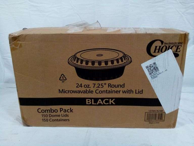 Choice 7.25" Round Microwavable Container with Lid - Combo Pack, 24oz ...