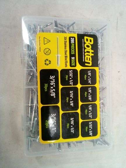 Botten 304 Stainless Steel Blind Rivets - Pop Rivet Assortment Kit, 295 ...