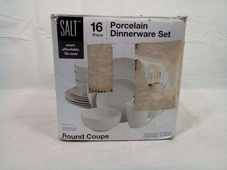 Salt Round Coupe Porcelain Dinnerware Set, 16-Piece - Dutch Goat
