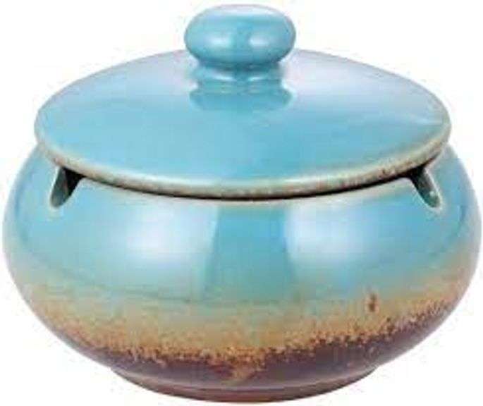 Ceramic Ashtray with Lid, Green Jade - Dutch Goat
