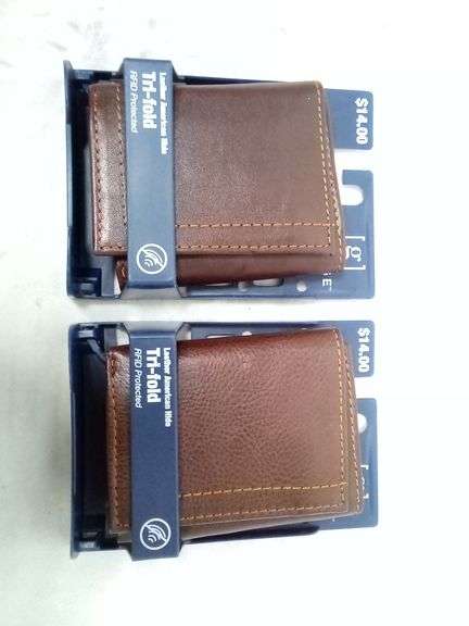 Lot of 2 - George Men's Stitch Trifold Wallet in Brown - Dutch Goat