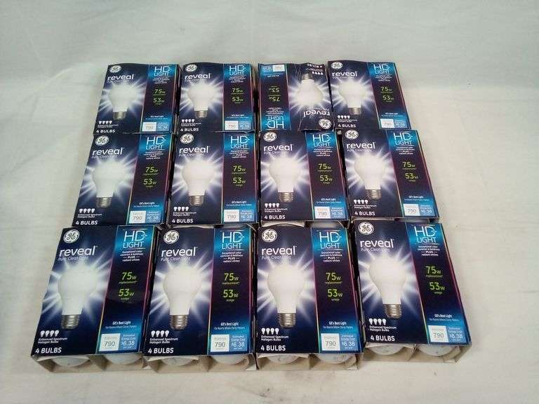 GE, Reveal Replacement Light Bulb, 75W, 4-Pack, Lot Of 12, White ...