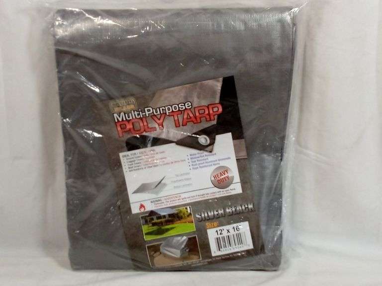 Tarps, Multi Purpose Heavy Duty Poly Tarp, Silver Black, 12' x 16 ...