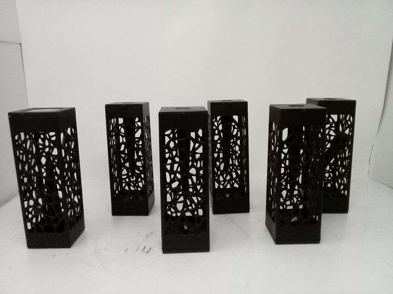 Lot of 6 Solar Powered Hollow-Out Design LED Lamp Garden Décor – Black ...