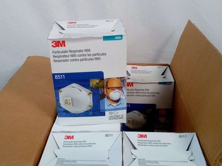 Case of 8 Boxes of 3M, Particulate Respirators N95 8511, Half Facepiece ...