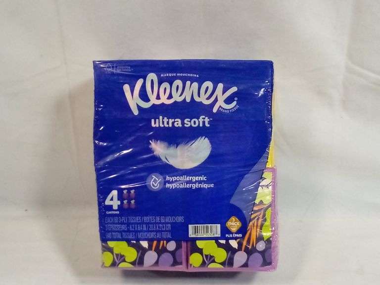 Kleenex Ultra Soft Facial Tissues – 3-Ply 4 Box (60 Tissues ea.) 240 ...