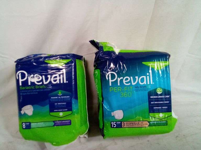 Assortment Of Prevail, Adult Ultimate Absorbency Incontinence Brief ...