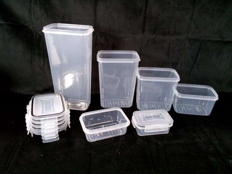 Assortment of 6 Airtight Clear Plastic Food Storage Containers with ...