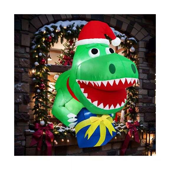 Presence Inflatables, Window Breakout Santa Dinosaur With LED Lights, 3 ...