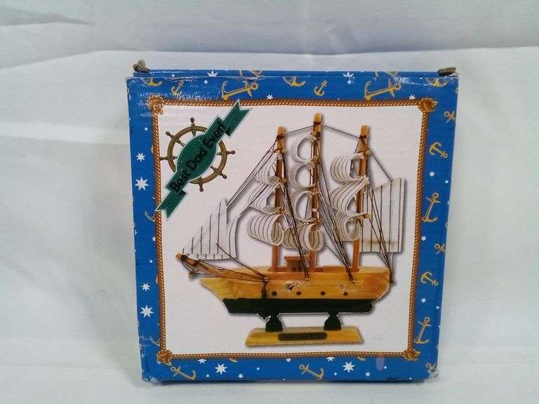 Handcrafted Wooden Seashell Ship Display Piece, Small Sailing Ship ...