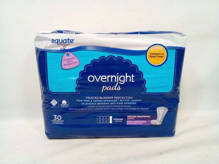 Equate, Women Overnight Incontinence Pads, Extra Protection, 30 Count ...