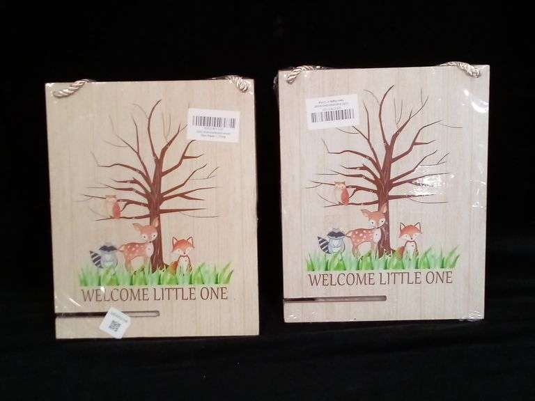 Lot of 2 - Forest Animals Woodland Baby Shower Fingerprint Tree Sign ...