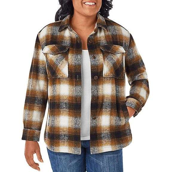 Member's Mark Ladies' Brown Plaid Shacket, Medium - Dutch Goat