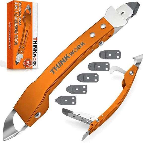ThinkWork, Stainless Steel 4-in-1 Caulking Tool, Orange, Multi-Color ...