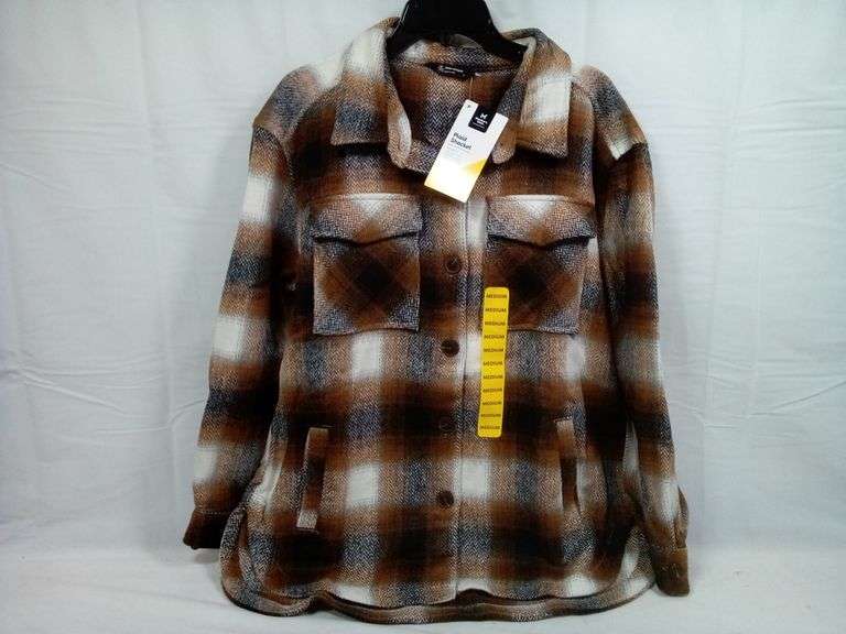 Member's Mark Ladies' Brown Plaid Shacket, Medium - Dutch Goat