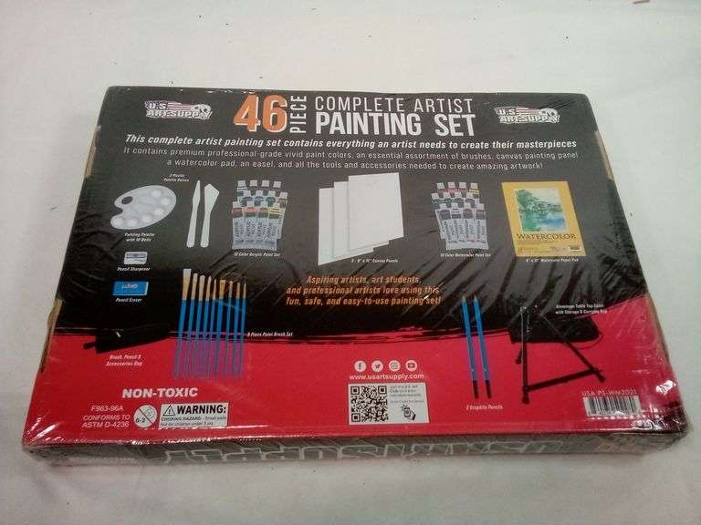 U.S. Art Supply, 46-Piece Complete Artist Painting Set With Easel ...