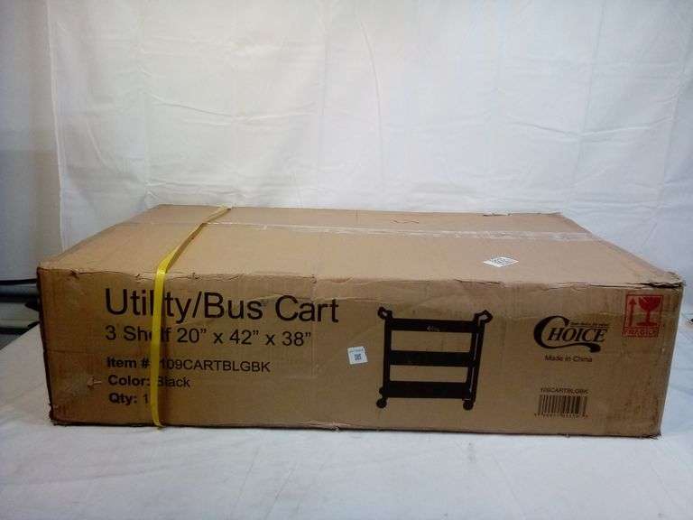 Choice 109CARTBLGBK, Utility/Bussing Cart With Three Shelves, 42"x20 ...