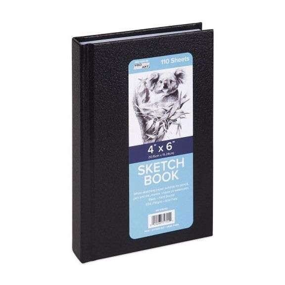 Lot Of 6 - Pro Art, Hard Bound Sketch Book, 4"x6", Black - Dutch Goat