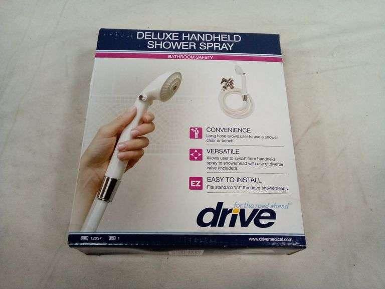 Drive Medical Deluxe Handheld Shower Spray With Diverter Valve White Dutch Goat