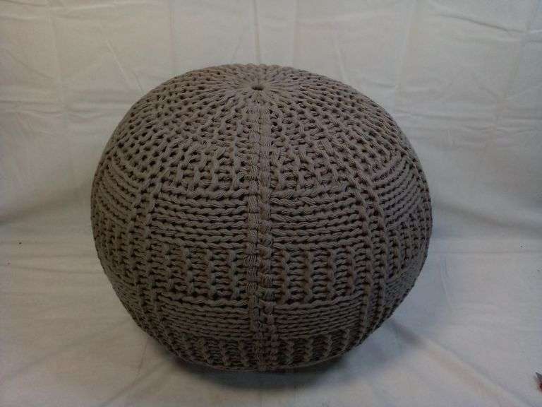 Round Plush Fabric Pouf, 15" Gray - Dutch Goat