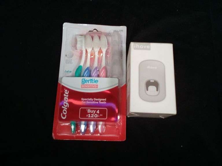 Assortment of 2 - Colgate Toothbrush & ihave Toothpaste Dispenser ...