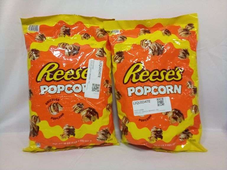 Lot of 2 Reese's Chocolate Peanut Butter Drizzled Popcorn, 18 Oz ...