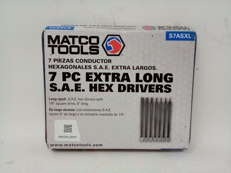 Matco S7ASXL Tools 7-Piece Extra Long SAE HEX Drivers Set - Dutch Goat