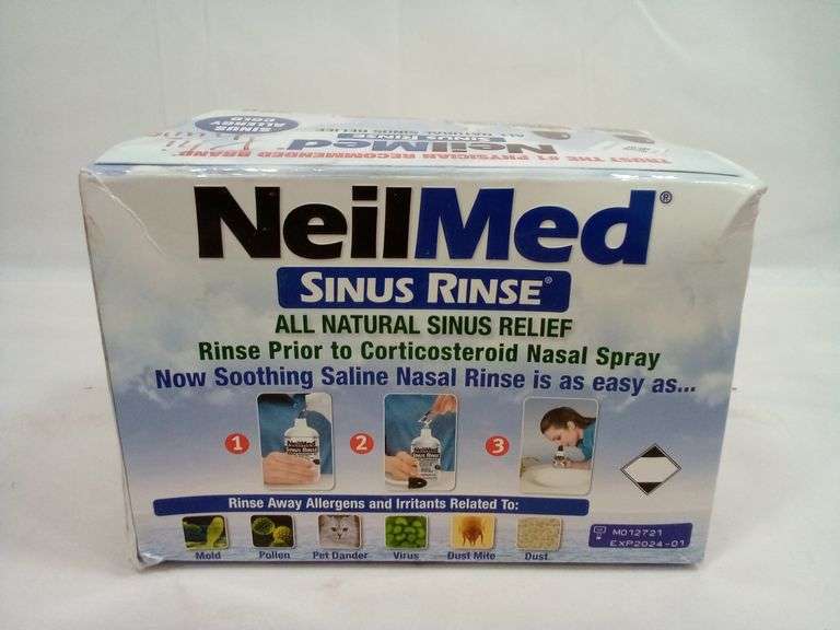 NeilMed Sinus Rinse All Natural Sinus Relief, 250 Premixed Packets ...