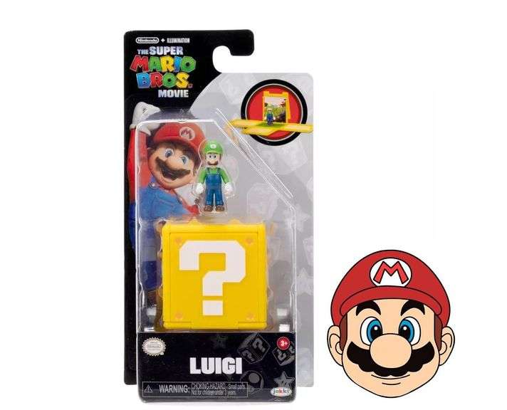 Jakks The Super Mario Bros. Movie - 1.25” Luigi Figure with Question ...