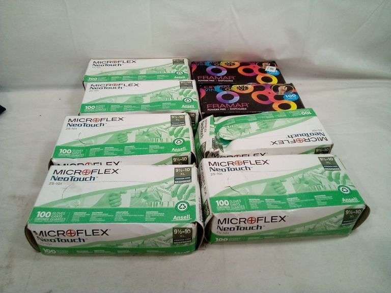 Assortment of 8 - Ansell Microflex NeoTouch & Framar Powder Free ...