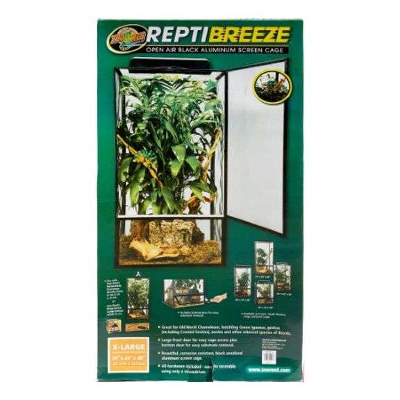Zoo Med, ReptiBreeze Open Air Aluminum Screen Cage, XL Size, Black ...