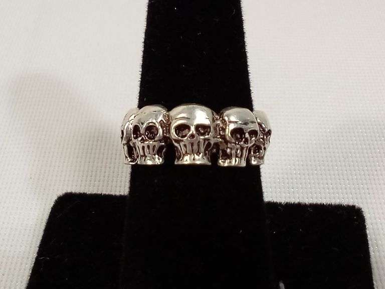 Human Skeleton Heads Fingerstall Stainless Steel Ring - Dutch Goat