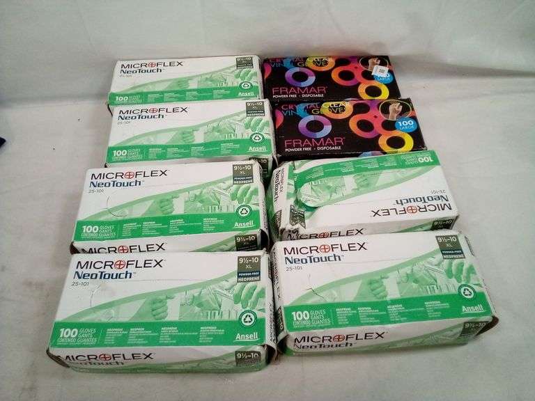 Assortment of 8 - Ansell Microflex NeoTouch & Framar Powder Free ...