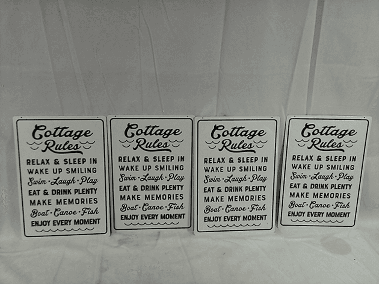 Pack of 4 Maison #720752 Metal Cottage Rules Sign, 9" x 13" - Dutch Goat