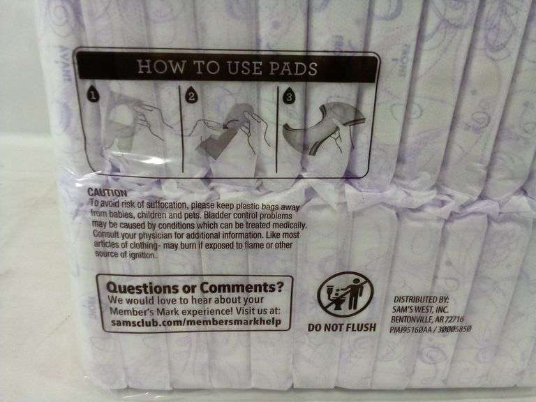 Member's Mark Total Protection Pads for Women, Ultimate Long Length 36 ...