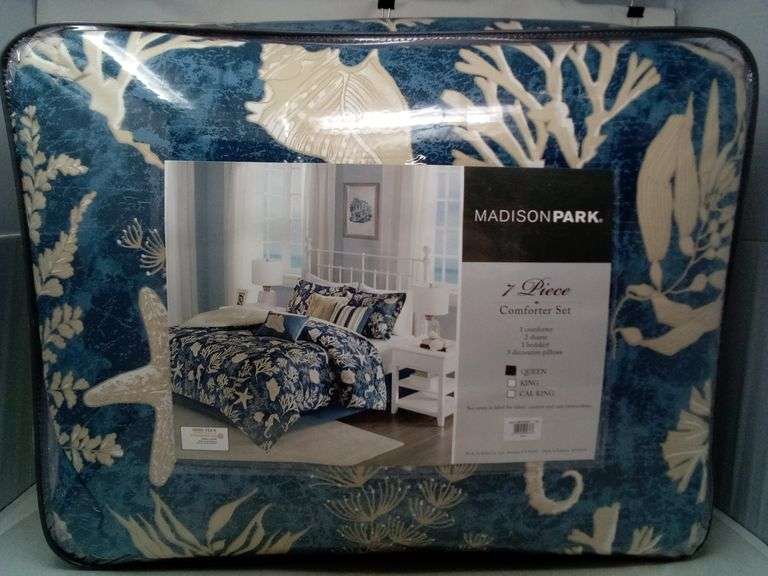 Madison Park Cape Cod Comforter Set - Queen, Blue 7-Piece - Dutch Goat