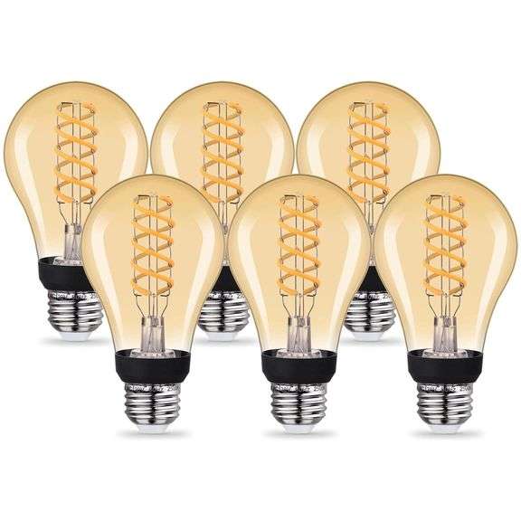 EMITTING, LED Vintage Edison Light Bulb, A67/A21, 6W, 2700K, 6-Pack ...