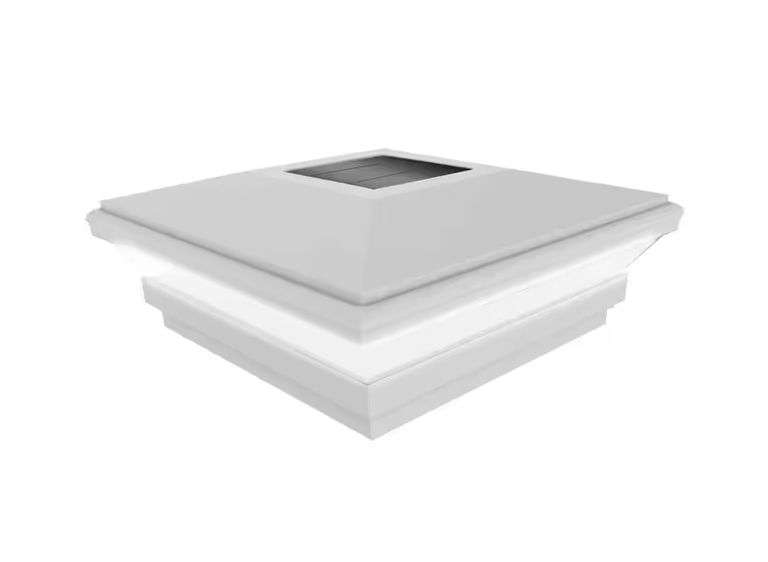 Veranda Integrated LED Solar Post Cap, 4"x4" White - Dutch Goat