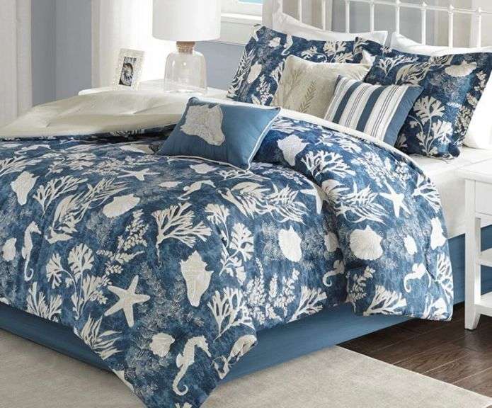 Madison Park Cape Cod Comforter Set - Queen, Blue 7-Piece - Dutch Goat