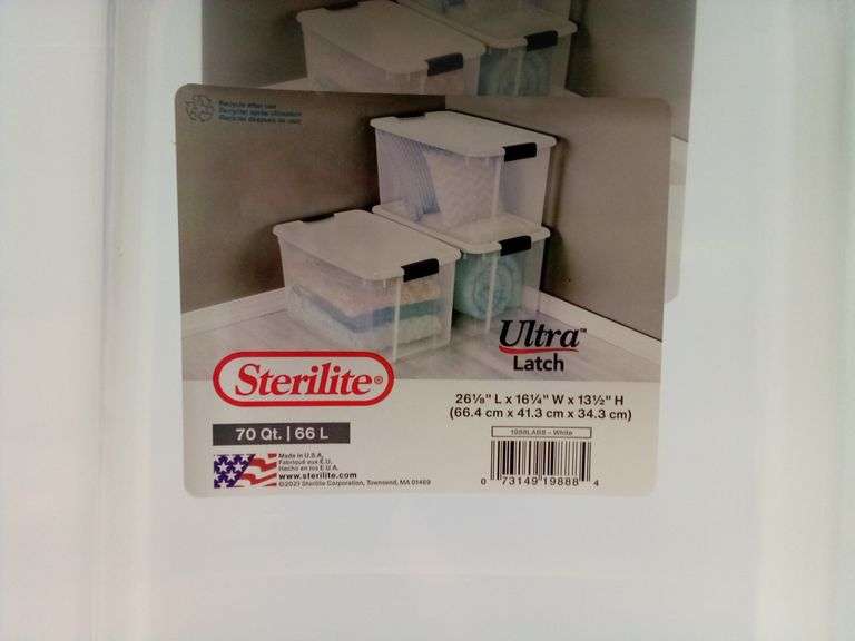 Lot of 4 - Sterilite 70 Qt. Ultra Storage Box, 26 1/8"L x 16 1/4"W x 13 ...
