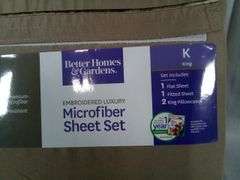 Better Homes & Gardens Embroidered Luxury Microfiber Sheet Set - King ...