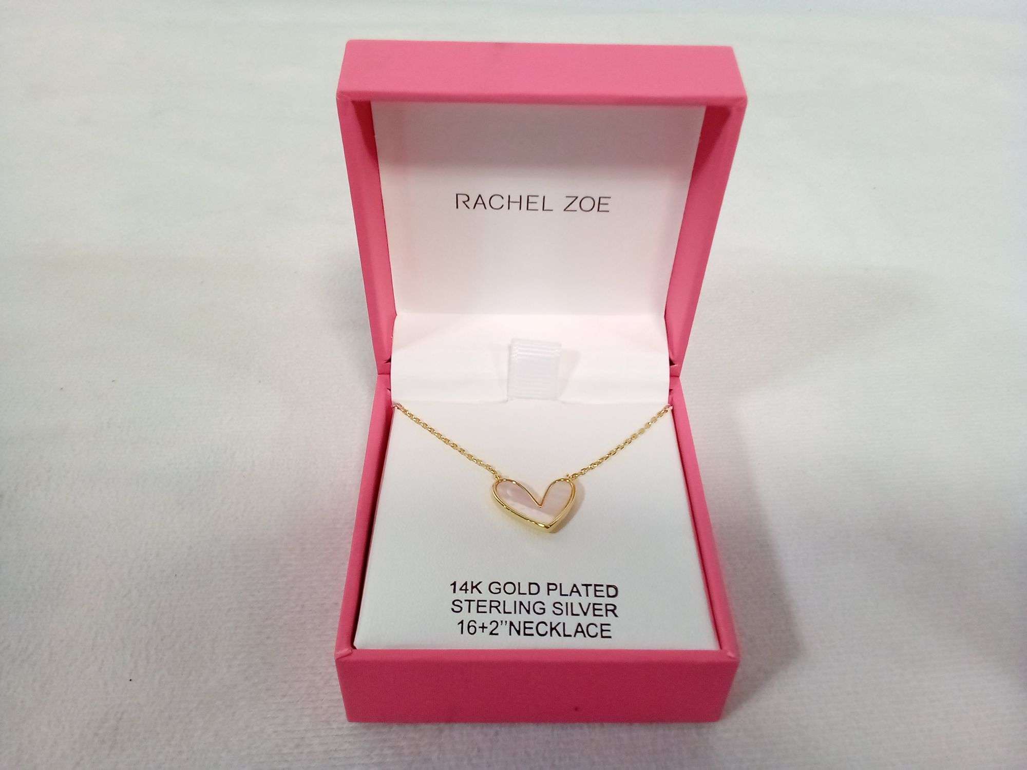 Rachel Zoe Charlotte Lexi 14K Gold Plated Sterling Silver 16 2 Mother Of Pearl Heart Necklace Dutch Goat