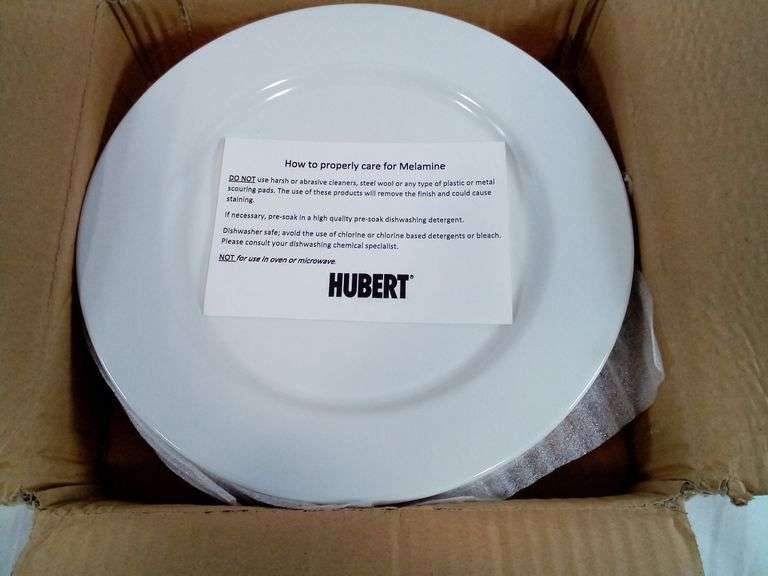 Box of 2 - Hubert Wide Rim White Melamine Dinner Plates, 6/Box - Dutch Goat